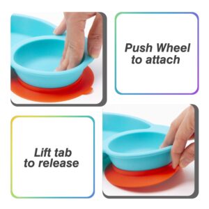 Qshare Toddler Plates, Portable Baby Plates for Toddlers, BPA-Free Strong Suction Plates for Toddlers, Dishwasher and Microwave Safe Silicone Placemat 10x7x1''