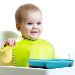 Qshare Toddler Plates, Portable Baby Plates for Toddlers, BPA-Free Strong Suction Plates for Toddlers, Dishwasher and Microwave Safe Silicone Placemat 10x7x1''