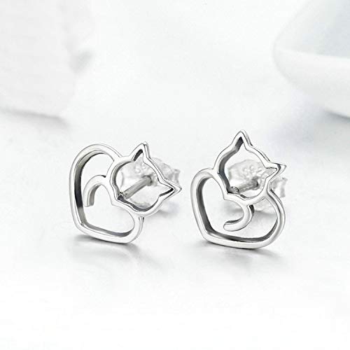 Cute Cat Earrings Stud Pearl Earrings for Women Mouse Cubic Zircon Hypoallergenic Earrings Christmas Birthday Gift (Cat earrings)