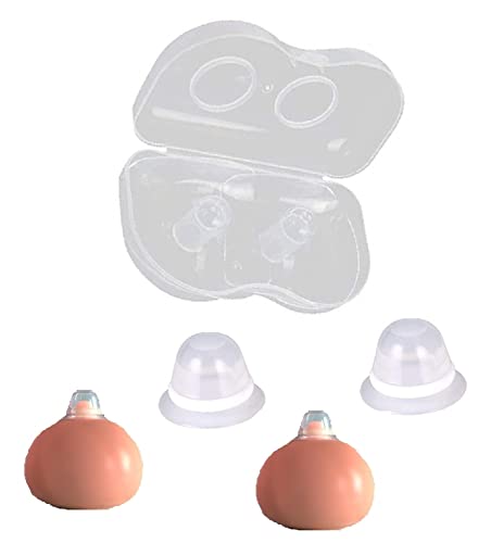 Finever Nipplesuckers Silicone Nipple Corrector for Flat Inverted Nipples for Breastfeeding Mother or Women with Clear Case 1Pair