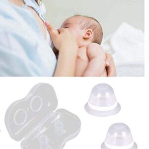 Finever Nipplesuckers Silicone Nipple Corrector for Flat Inverted Nipples for Breastfeeding Mother or Women with Clear Case 1Pair