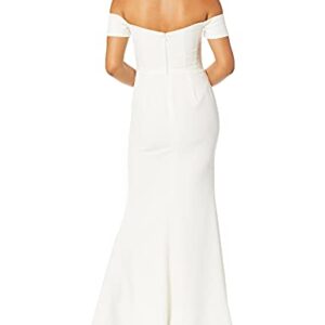 Dress the Population Women's Logan Off Shoulder Sweetheart Bodycon Long Gown Dress w Slit Dress, Off White, XXL