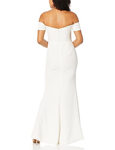 Dress the Population Women's Logan Off Shoulder Sweetheart Bodycon Long Gown Dress w Slit Dress, Off White, XXL