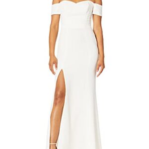 Dress the Population Women's Logan Off Shoulder Sweetheart Bodycon Long Gown Dress w Slit Dress, Off White, XXL