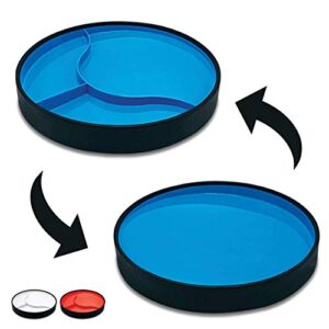 stayneat, high end 2n1 divided suction plate n scoop dish w guard, non-slip -tip -flip, usa, s/l, blue (s)