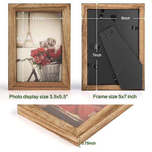 Emfogo 4x6 Picture Frames Photo Display for Tabletop Display Wall Mount Solid Wood High Definition Glass Photo Frame Pack of 2