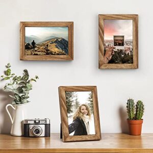 Emfogo 4x6 Picture Frames Photo Display for Tabletop Display Wall Mount Solid Wood High Definition Glass Photo Frame Pack of 2