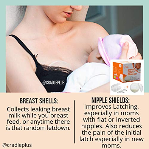 Nippleshield and Breast Shell for Breast Feeding | Nipple Shield in Storage case | Breastfeeding Essentials | Milk Savers or BreastMilk Catcher | Protects Sore Nipples & Collects Breast Milk Leaks