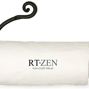 Wall Paper Towel Holder | Black Decorative Wrought Iron Hanger | Wall Mount Fancy Paper Dispenser | Rod Metal Durable & Sturdy | Handmade Crafted by RTZEN-Décor