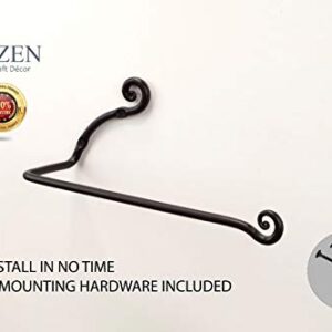 Wall Paper Towel Holder | Black Decorative Wrought Iron Hanger | Wall Mount Fancy Paper Dispenser | Rod Metal Durable & Sturdy | Handmade Crafted by RTZEN-Décor