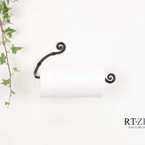 Wall Paper Towel Holder | Black Decorative Wrought Iron Hanger | Wall Mount Fancy Paper Dispenser | Rod Metal Durable & Sturdy | Handmade Crafted by RTZEN-Décor