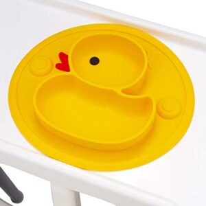 Silicone Divided Toddler Plates - Portable Non Slip Suction Plates for Children Babies and Kids BPA Free Baby Dinner Plate (Duck Blue/Yellow)