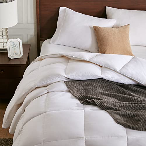 APSMILE All Season Goose Feather Down Comforter Full/Queen Size - Ultra-Soft 750 Fill-Power Hotel Collection Duvet Insert Fluffy Medium Warm Quilt Comforter with Corner Tabs(90x90, White)