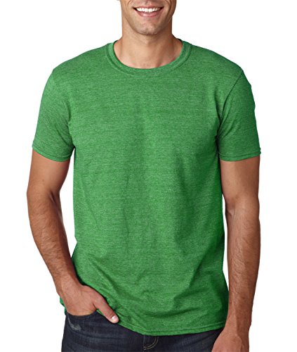 Gildan Adult Softstyle Cotton T-Shirt, Style G64000, Multipack, Heather Irish Green (2-Pack), Medium