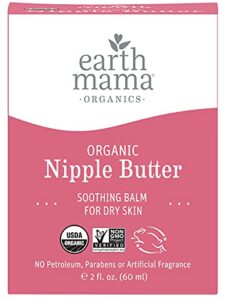 earth mama organic nipple butter breastfeeding cream, lanolin-free, safe for nursing & dry skin, non-gmo project verified, 2 fl oz