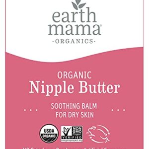 Earth Mama Organic Nipple Butter Breastfeeding Cream, Lanolin-Free, Safe for Nursing & Dry Skin, Non-GMO Project Verified, 2 Fl Oz