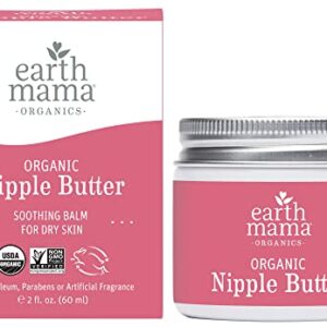 Earth Mama Organic Nipple Butter Breastfeeding Cream, Lanolin-Free, Safe for Nursing & Dry Skin, Non-GMO Project Verified, 2 Fl Oz