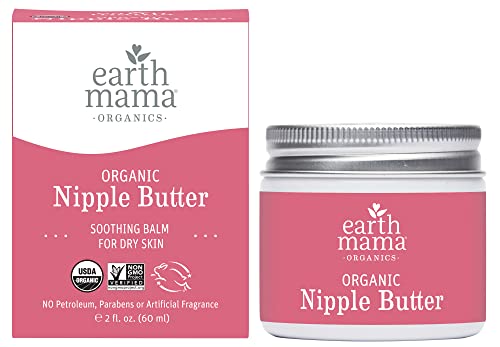 Earth Mama Organic Nipple Butter Breastfeeding Cream, Lanolin-Free, Safe for Nursing & Dry Skin, Non-GMO Project Verified, 2 Fl Oz