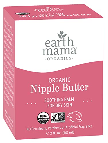 Earth Mama Organic Nipple Butter Breastfeeding Cream, Lanolin-Free, Safe for Nursing & Dry Skin, Non-GMO Project Verified, 2 Fl Oz