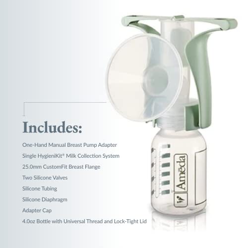 Ameda Portable Manual Breast Pump, Breast Feeding Essentials, Portable, BPA and DEHP Free