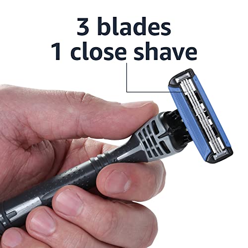 Amazon Basics 3-Blade Disposable Razors for Men, 6 Count (2 Packs of 3), Black (Previously Solimo)