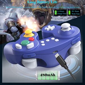 EXLENE Gamecube Controller Switch, Wireless Switch Pro Controller for Nintendo Switch/Lite/PC/Android/Ios/Steam, Support Wake Up, Motion, Adjustable Vibration, Turbo & Auto Turbo (Upgraded,Blue)