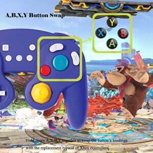 EXLENE Gamecube Controller Switch, Wireless Switch Pro Controller for Nintendo Switch/Lite/PC/Android/Ios/Steam, Support Wake Up, Motion, Adjustable Vibration, Turbo & Auto Turbo (Upgraded,Blue)