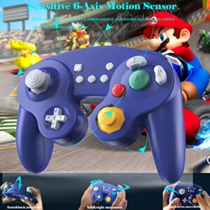 EXLENE Gamecube Controller Switch, Wireless Switch Pro Controller for Nintendo Switch/Lite/PC/Android/Ios/Steam, Support Wake Up, Motion, Adjustable Vibration, Turbo & Auto Turbo (Upgraded,Blue)