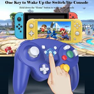 EXLENE Gamecube Controller Switch, Wireless Switch Pro Controller for Nintendo Switch/Lite/PC/Android/Ios/Steam, Support Wake Up, Motion, Adjustable Vibration, Turbo & Auto Turbo (Upgraded,Blue)