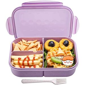 miss big lunch box kids,ideal leak proof lunch containers, mom’s choice no bpas and no chemical dyes bento box for kids,microwave and dishwasher safe lunch box (purple m)