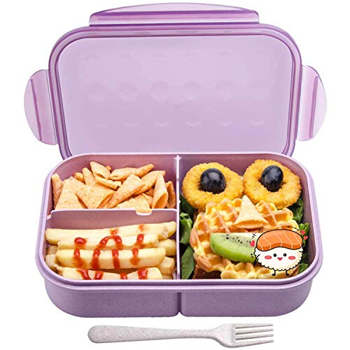 MISS BIG Lunch Box Kids,Ideal Leak Proof Lunch Containers, Mom’s Choice No BPAs and No Chemical Dyes Bento Box for Kids,Microwave and Dishwasher Safe Lunch Box (Purple M)