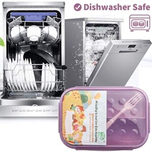 MISS BIG Lunch Box Kids,Ideal Leak Proof Lunch Containers, Mom’s Choice No BPAs and No Chemical Dyes Bento Box for Kids,Microwave and Dishwasher Safe Lunch Box (Purple M)