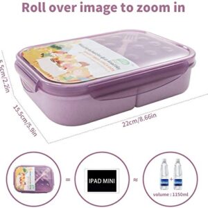 MISS BIG Lunch Box Kids,Ideal Leak Proof Lunch Containers, Mom’s Choice No BPAs and No Chemical Dyes Bento Box for Kids,Microwave and Dishwasher Safe Lunch Box (Purple M)