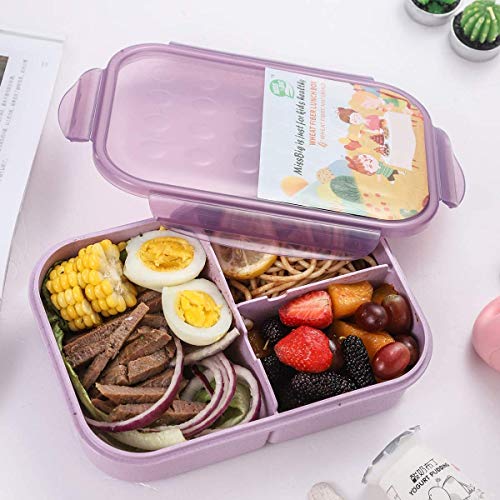 MISS BIG Lunch Box Kids,Ideal Leak Proof Lunch Containers, Mom’s Choice No BPAs and No Chemical Dyes Bento Box for Kids,Microwave and Dishwasher Safe Lunch Box (Purple M)