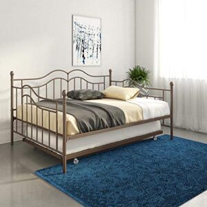 DHP Tokyo Daybed and Trundle with Metal Frame, Full Over Twin Size, Brushed Bronze