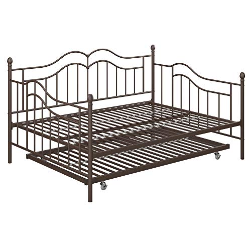 DHP Tokyo Daybed and Trundle with Metal Frame, Full Over Twin Size, Brushed Bronze