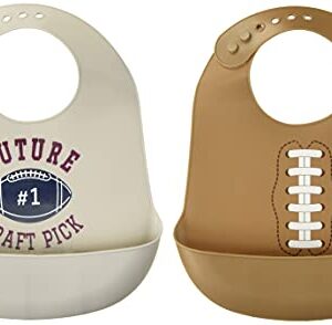 Hudson Baby Unisex Baby Silicone Bibs, Football, One Size