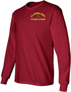 u.s. marine corps eagle globe and anchor vietnam veteran long sleeve t-shirt cardinal red