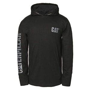 caterpillar mens upf hooded banner l/s tee shirt, black, large us