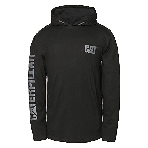 Caterpillar mens Upf Hooded Banner L/S Tee Shirt, Black, Large US