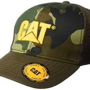 Caterpillar mens Acitve Mesh Stretch Baseball Cap, Woodland Camo, Large-X-Large US