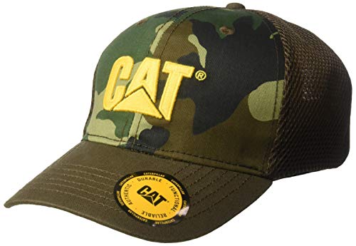 Caterpillar mens Acitve Mesh Stretch Baseball Cap, Woodland Camo, Large-X-Large US