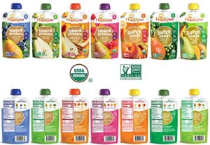 happy tot organic superfoods and fiber&protein stage 4 baby food assortment variety packs 7 flavors (pack of 14)