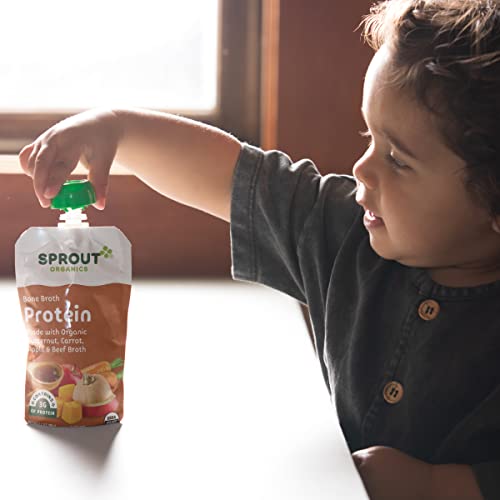 Sprout Organic Baby Food, Stage 2 Pouches, Butternut Squash, Carrot, and Apple with Beef Bone Broth, 3.5 Oz Purees (Pack of 12)