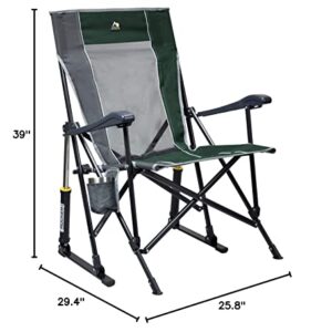 GCI Outdoor Roadtrip Rocker Collapsible Rocking Chair & Outdoor Camping Chair, Green/Grey