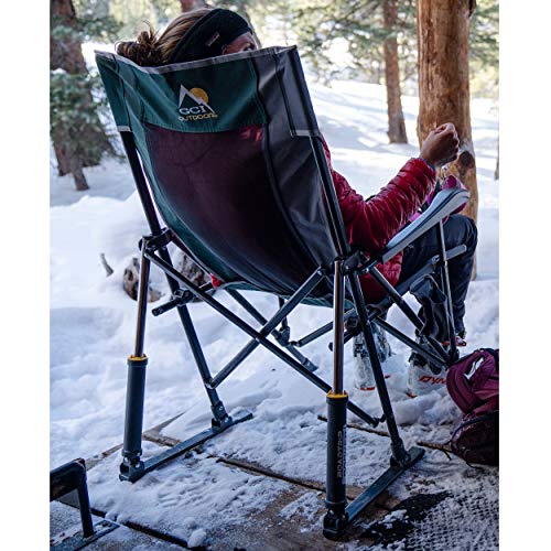 GCI Outdoor Roadtrip Rocker Collapsible Rocking Chair & Outdoor Camping Chair, Green/Grey