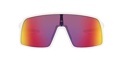 Oakley Men's OO9406A Sutro Low Bridge Fit Rectangular Sunglasses, Matte White/Prizm Road, 37 mm