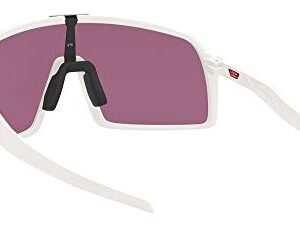 Oakley Men's OO9406A Sutro Low Bridge Fit Rectangular Sunglasses, Matte White/Prizm Road, 37 mm