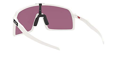 Oakley Men's OO9406A Sutro Low Bridge Fit Rectangular Sunglasses, Matte White/Prizm Road, 37 mm