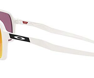 Oakley Men's OO9406A Sutro Low Bridge Fit Rectangular Sunglasses, Matte White/Prizm Road, 37 mm